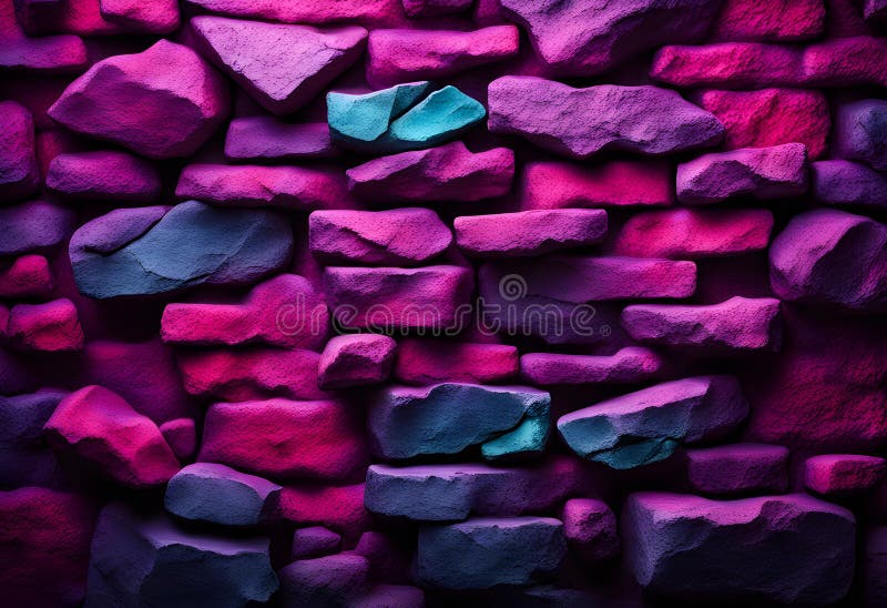 Brick Wall. Neon Stone Texture Stock Illustration - Illustration of ...