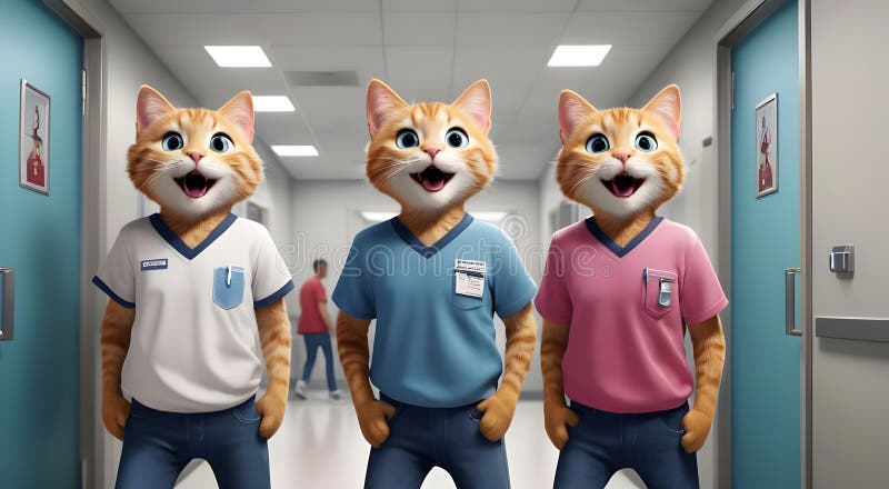 Cheerful and Amazed Teenage Cats in Colorful Artwork Stock Illustration ...