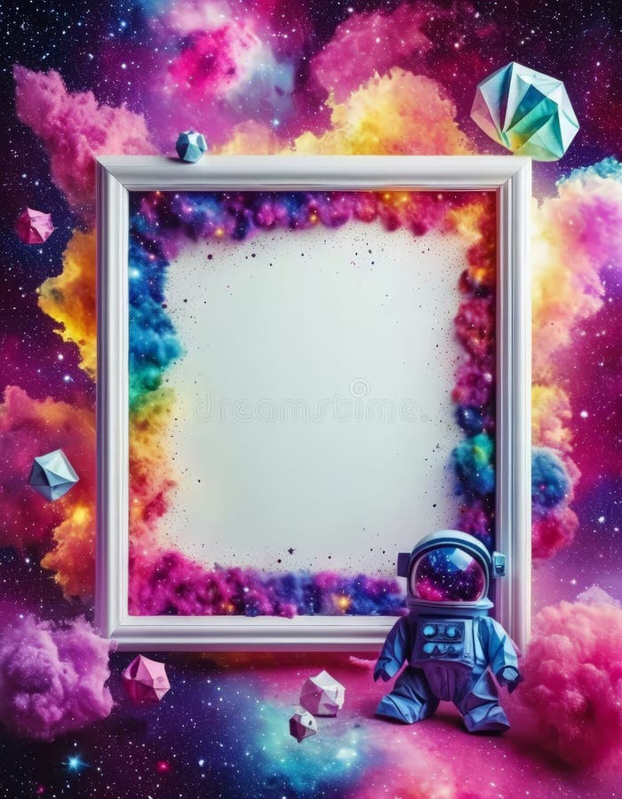 Space Background with Frame and Astronaut in the Galaxy Stock ...