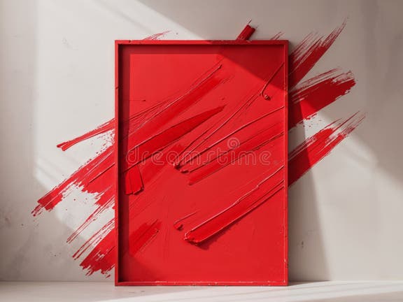 Brushstroke in a Bold Red Creates a Textured Rectangular Shape with ...