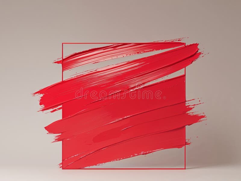 Brushstroke in a Bold Red Creates a Textured Rectangular Shape with ...