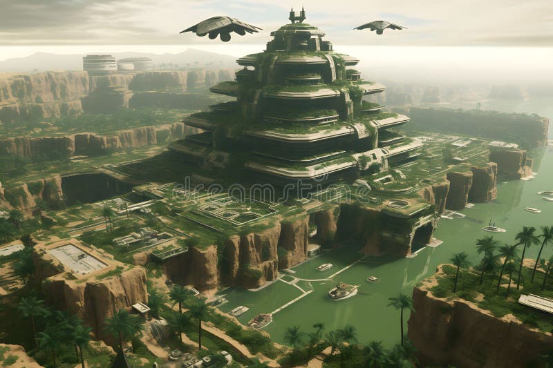 AI Generated Building with Pyramid Structure Stock Illustration ...