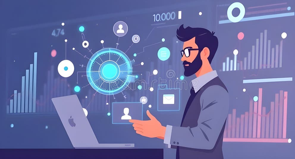 AI Generated Business Leadership Illustration Featuring AI-powered Data ...