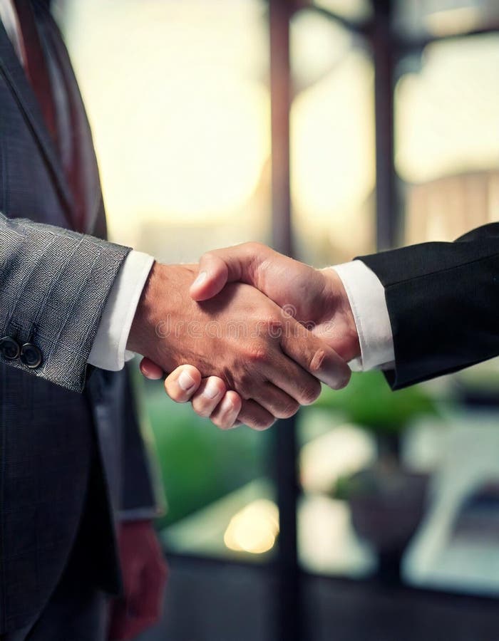 AI-Generated Business Partnership Handshake in a Professional Office ...