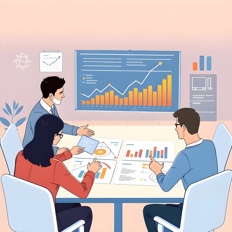 AI Generated Business Planning Illustration with a Team Strategizing ...