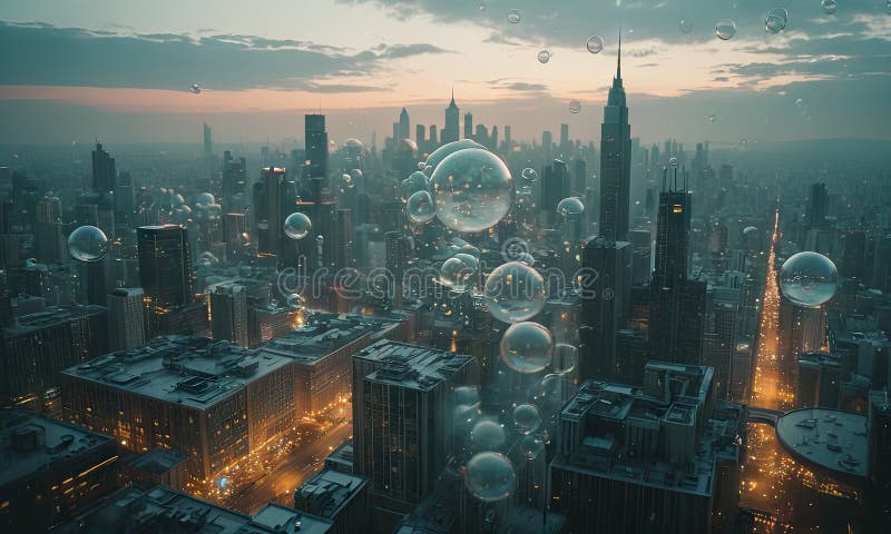 A Cityscape with a Lot of Bubbles in the Background. Stock Illustration ...