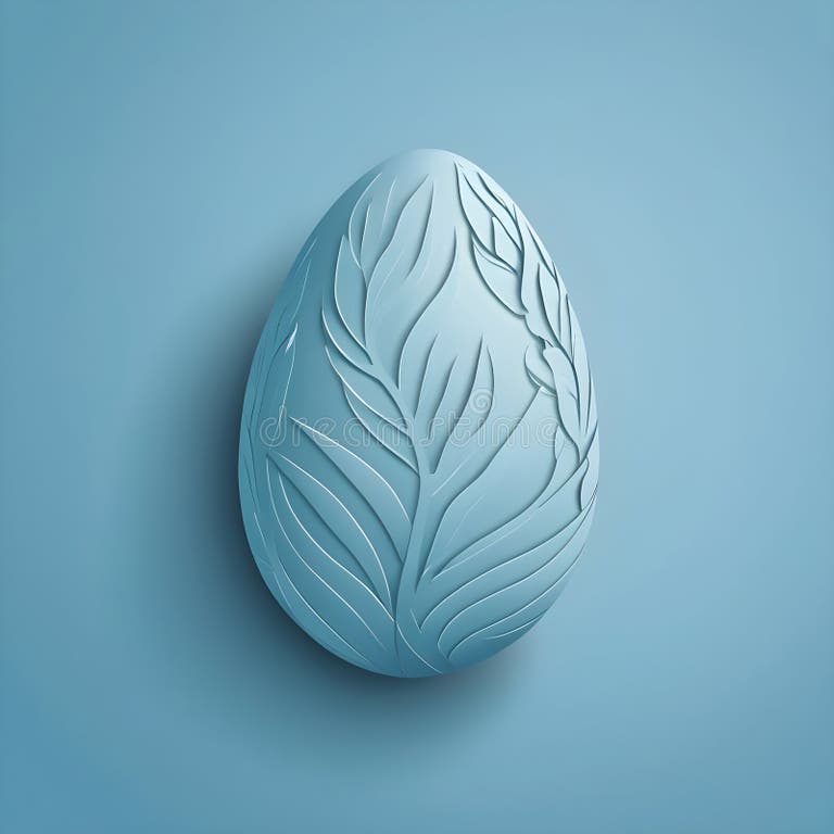 A Calm Blue Easter Egg with Leaves on it Stock Illustration ...