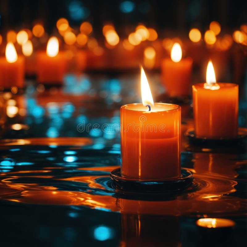 AI Generated Candlelight with Captivating Reflections Stock ...