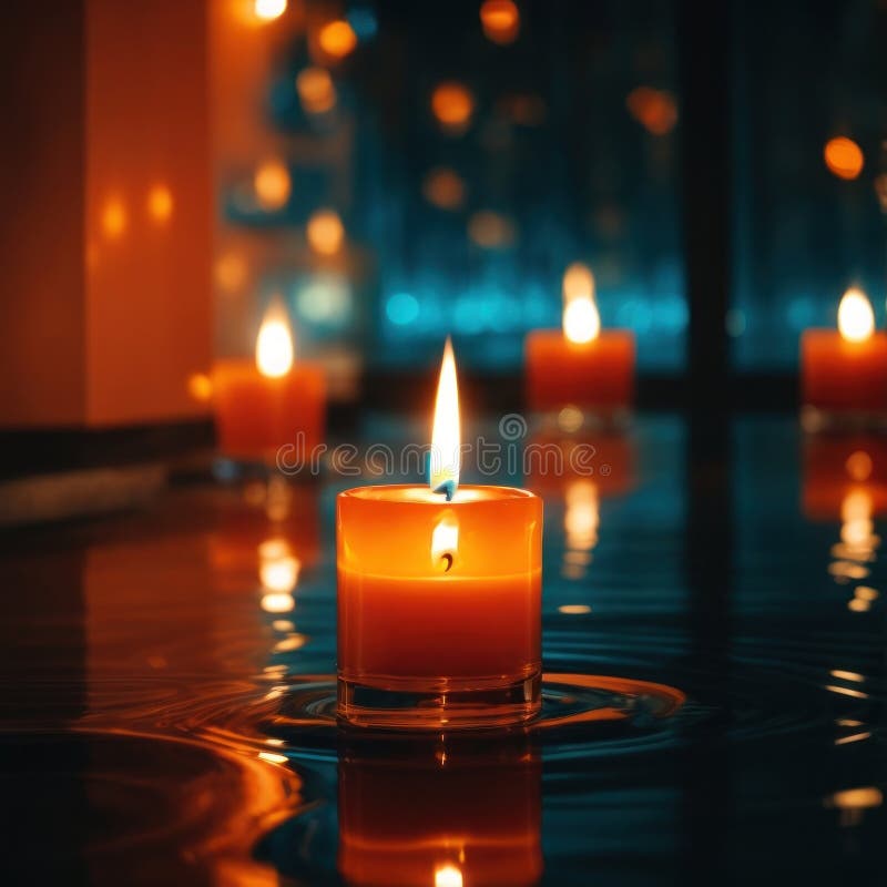 AI Generated Candlelight with Captivating Reflections Stock ...