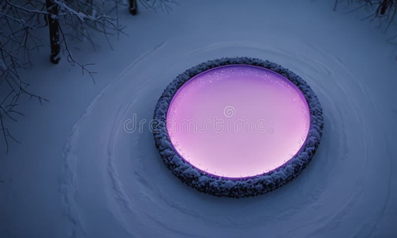 Pink circle in the snow stock illustration. Illustration of universe ...