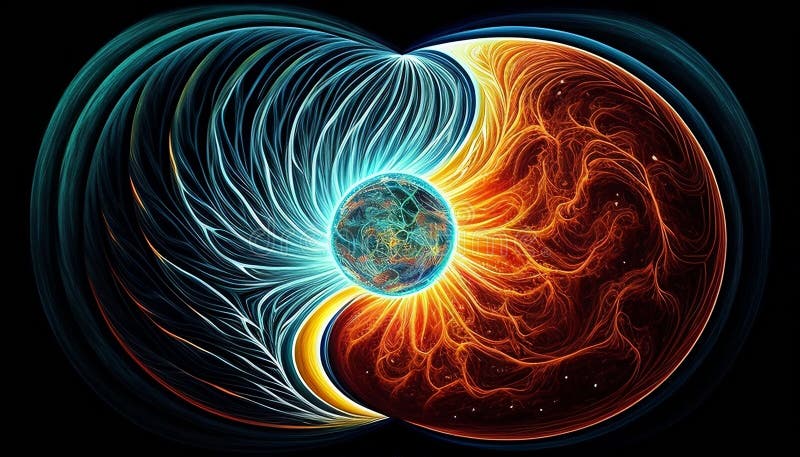 "Magnetic Field Shielding the Earth", Made with Generative AI Stock ...
