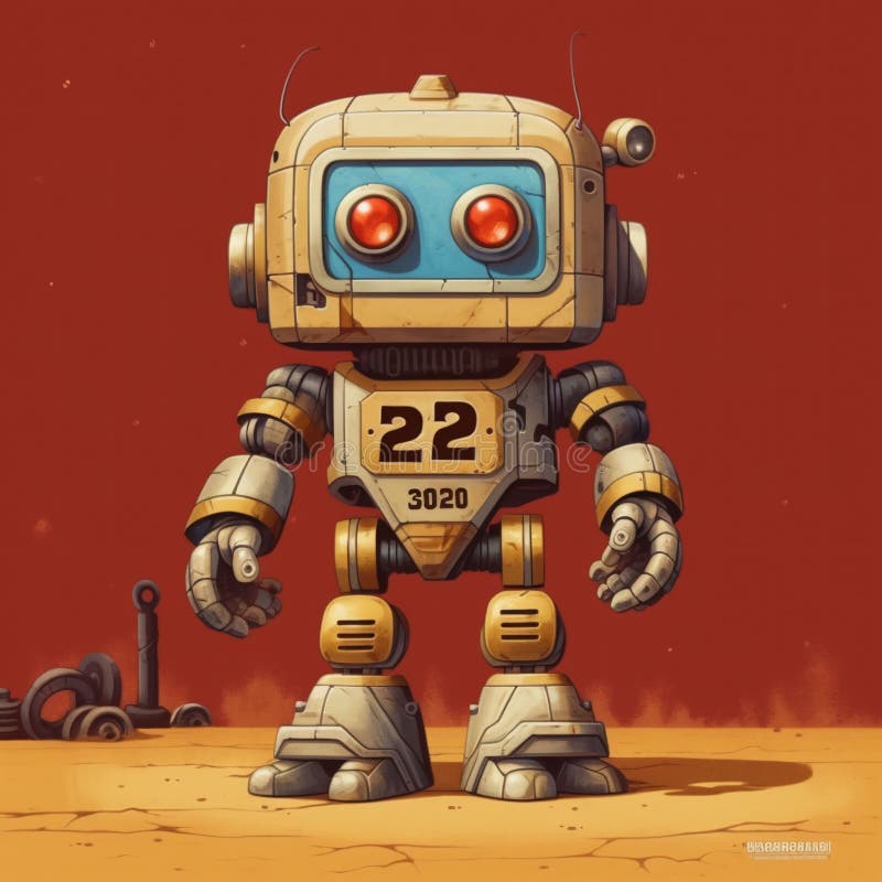 AI Generated Cartoon Robot in Digital Environment Stock Illustration ...