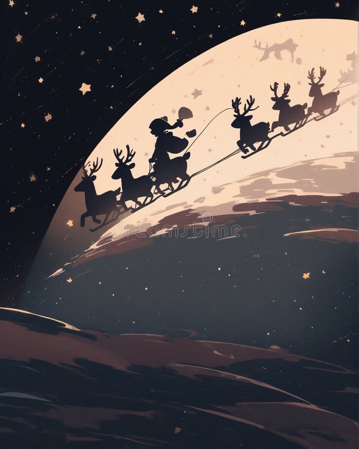 AI Generated Cartoon of Santa Riding on a Sleigh Stock Image - Image of ...