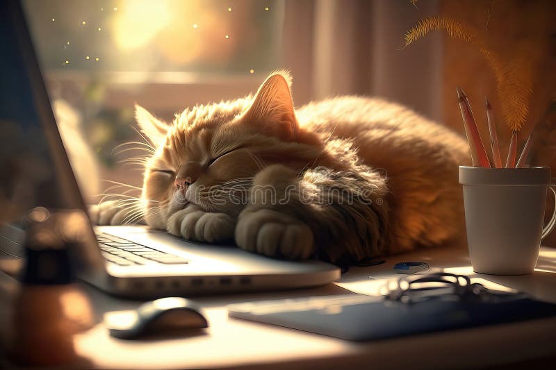 Cat Sleeping Laptop Stock Illustrations – 221 Cat Sleeping Laptop Stock ...
