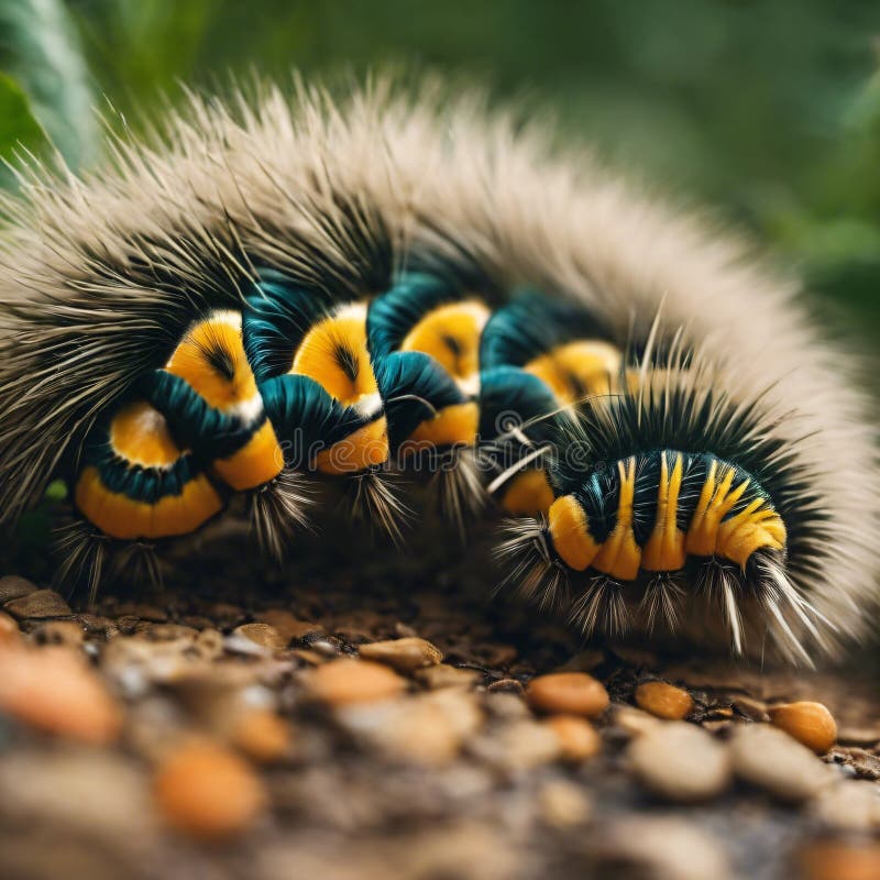 Close-up of a Vibrant Caterpillar Stock Illustration - Illustration of ...