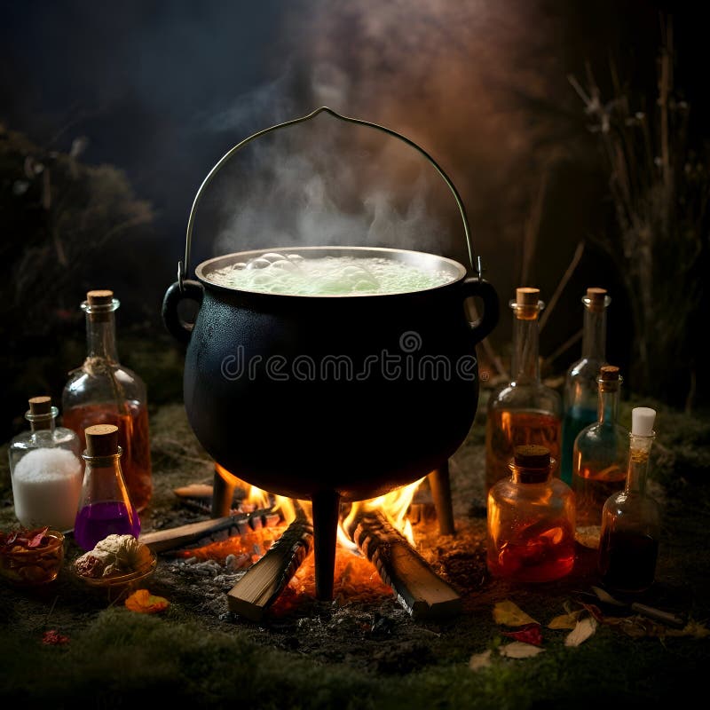 AI-Generated Cauldron Scene: Witchcraft Ritual Stock Photo - Image of ...