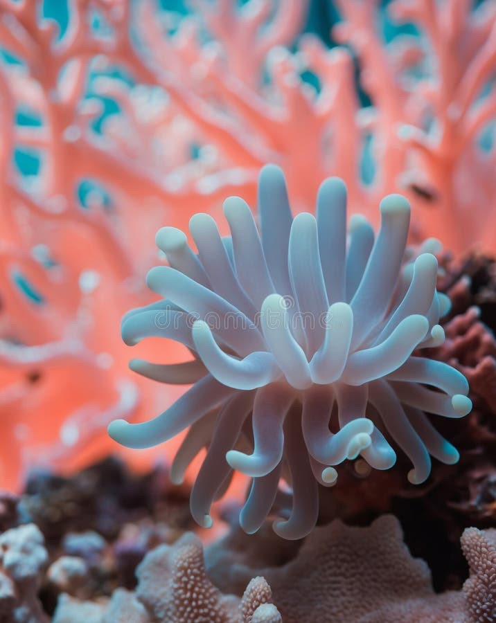 Charming Anemone Angle Playing on the Coral Reef. Stock Image - Image ...