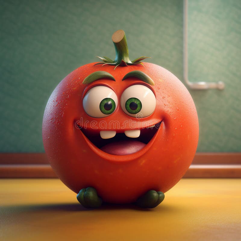 AI Generated Cheerful Tomato Character Stock Illustration ...