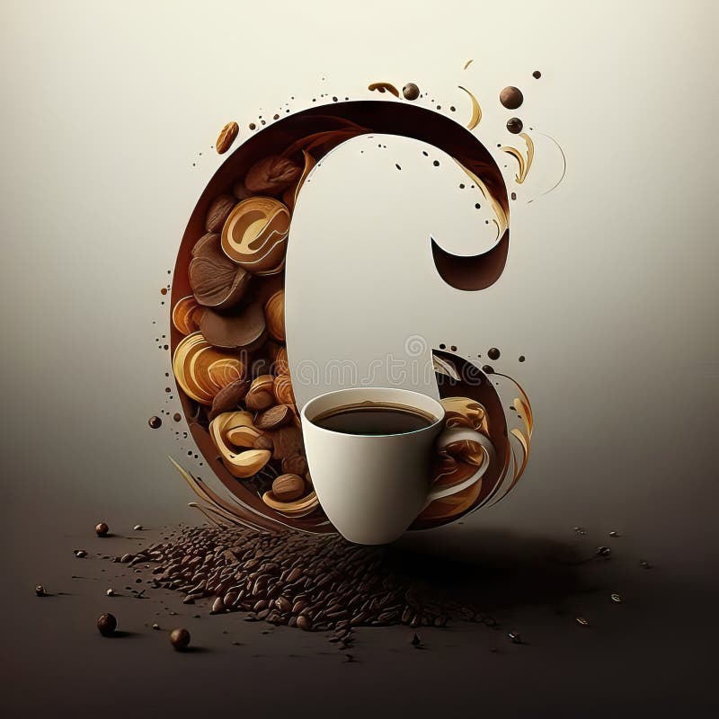 AI Generated Chocolate Alphabet, Letter C with Coffee and Splashes ...