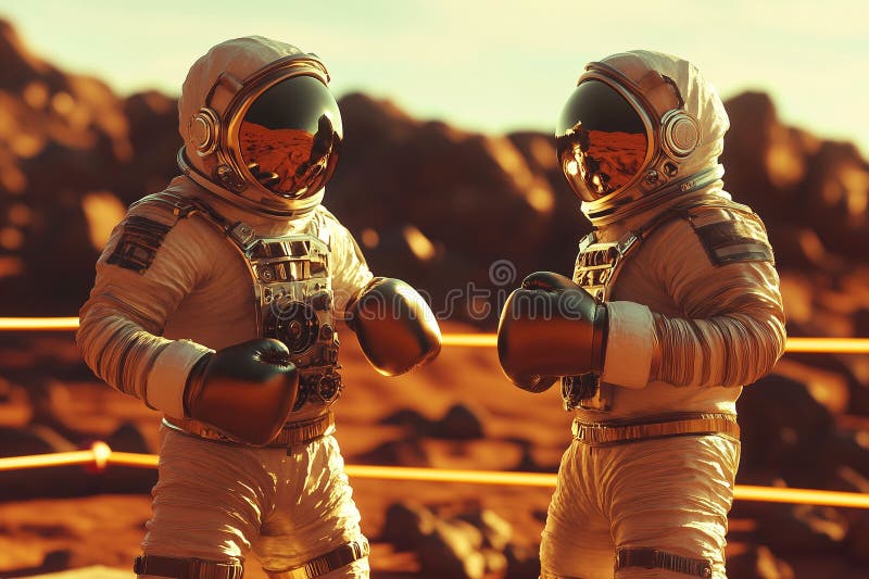 AI Generated Cinematic Scene of Astronauts Playing Boxing on Mars, with ...