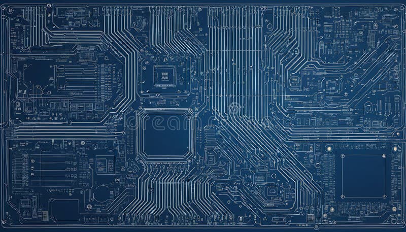 AI-Generated Circuit Board Blueprint Stock Illustration - Illustration ...