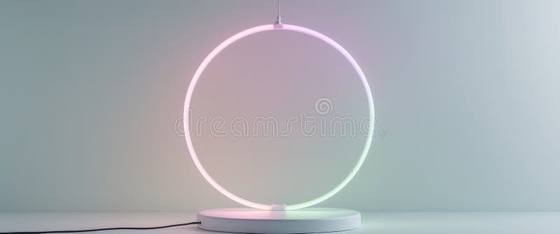 Circular Neon Ring with Soft Pastel Gradient on a Smooth Surface. Stock ...