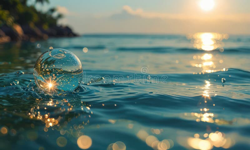 A Clear Bubble is Floating on the Water Near the Shore. Stock ...