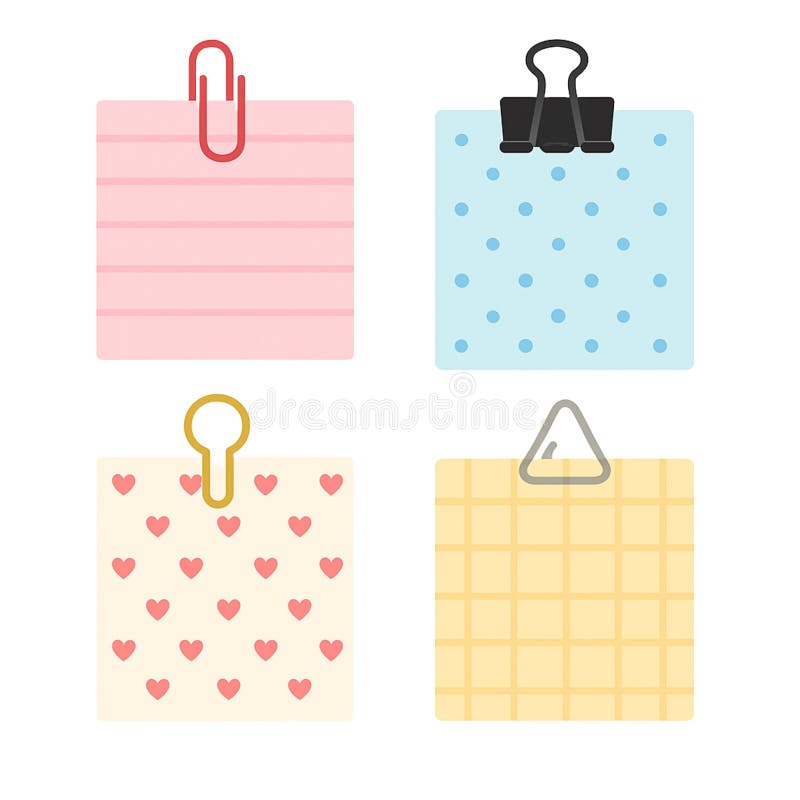 AI-generated, Clip Art of a Colorful Notepad with a Cute Clip. Stock ...