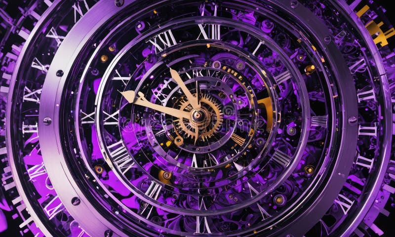 A Purple Clock with Roman Numerals on it. Stock Illustration ...