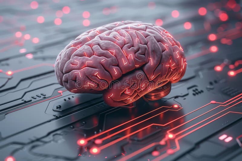 Close Up of a Brain with Neural Connections in a High Tech, Networked ...