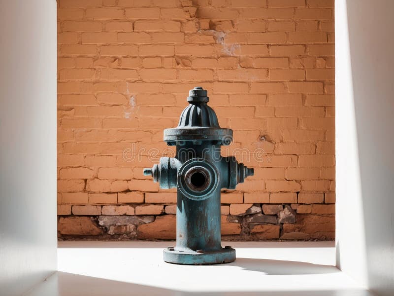 A Close Up of a Brick Wall with a Fire Hydrant in Front of it Stock ...