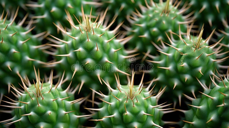 Close-up of a Cactus S Spiky Texture Pattern, with Rows of Sharp Thorns ...
