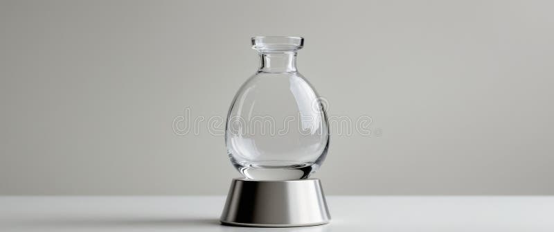 A Close Up of a Glass Flask with a Silver Base. Stock Photo - Image of ...