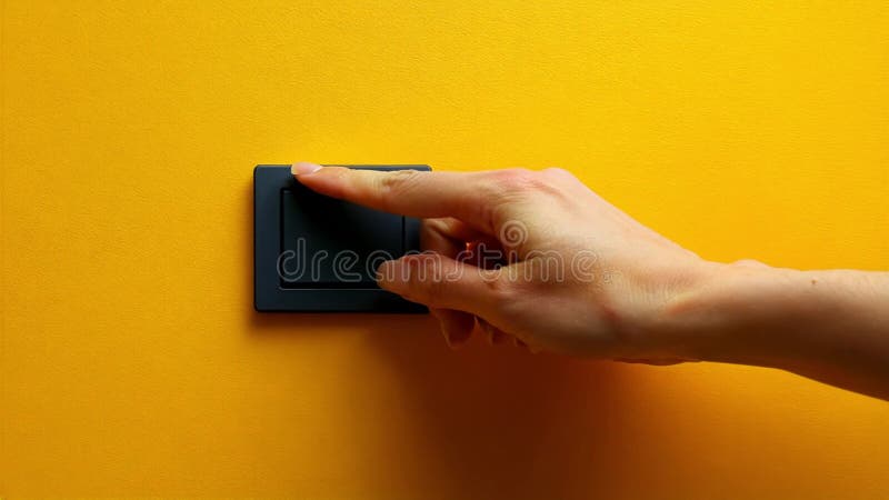 AI Generated. Close-up of a Hand Moving Towards a Light Switch ...