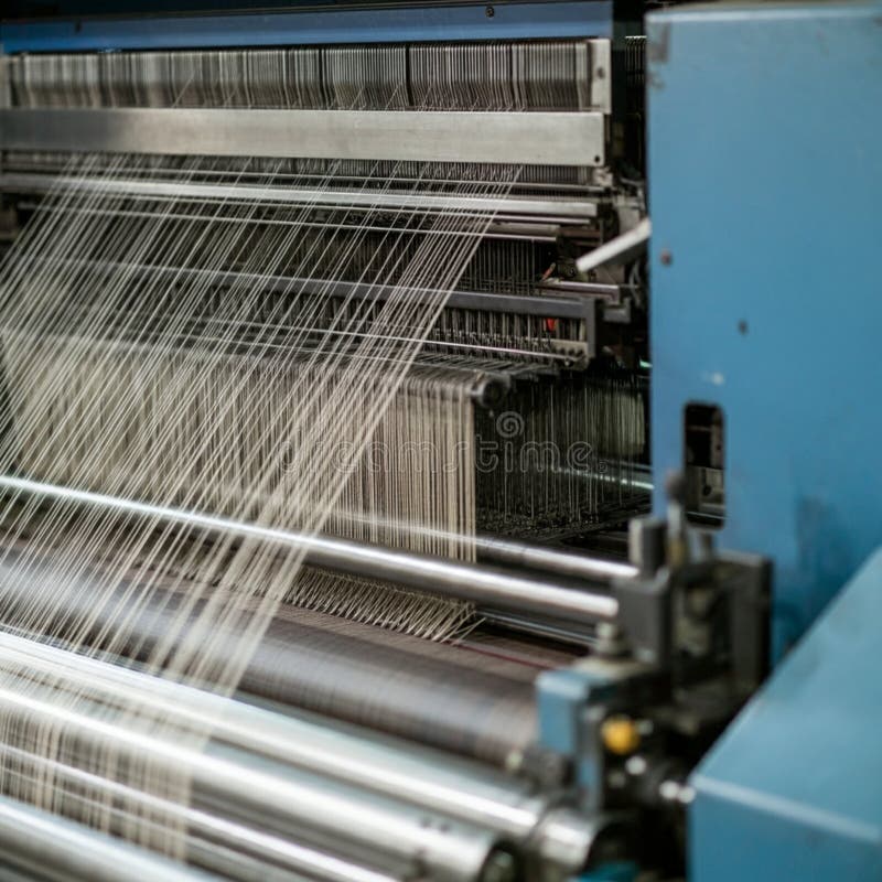 AI-Generated Close-Up of Industrial Textile Machine with Thread Spools ...