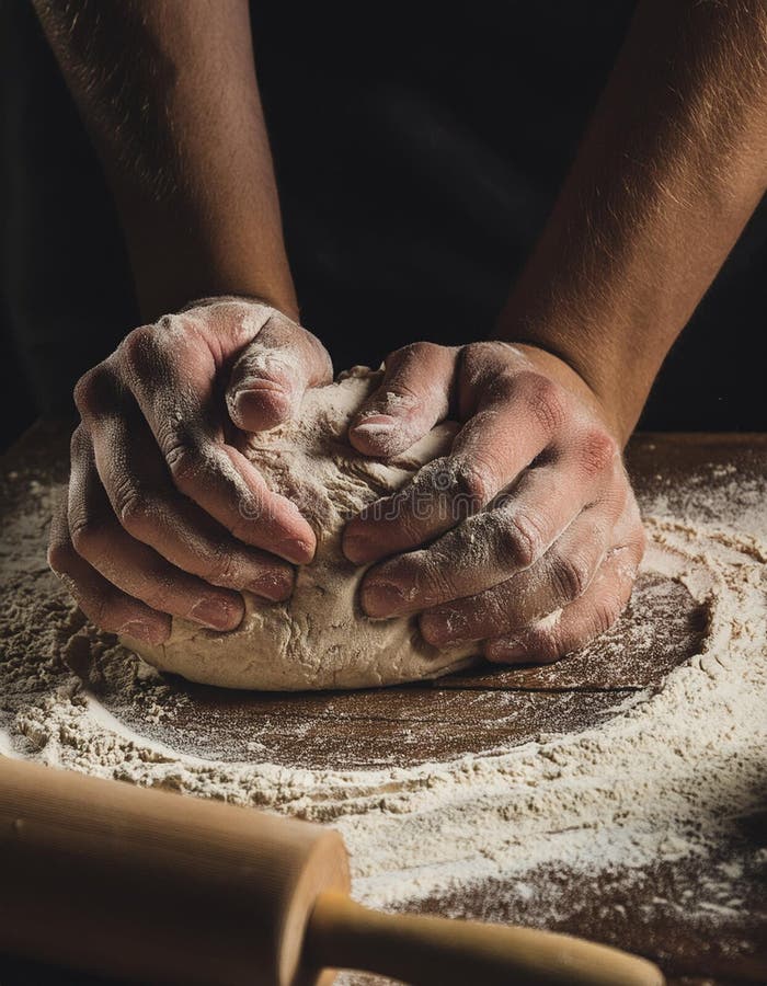 Close-up of Hands Kneading Dough Stock Illustration - Illustration of ...