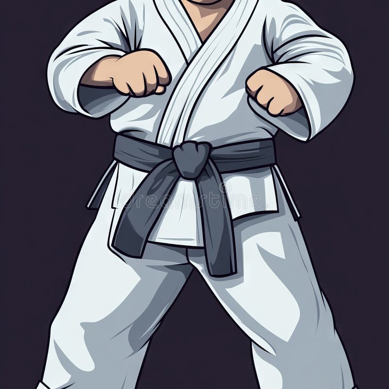 A Karate Fighter in a White Gi, Preparing for a Punch. Stock ...