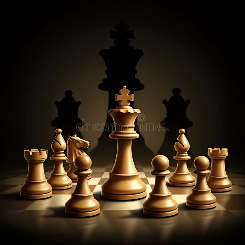 AI-Generated Close-Up of Chess Pieces with Strong Shadows and ...
