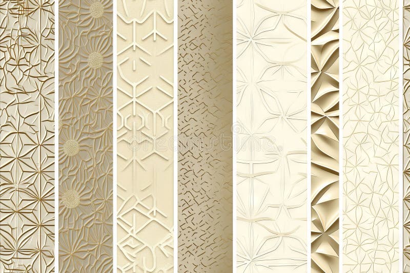 Seamless Pattern - Elegant Embossed Patterns in Cream and Gold. Stock ...