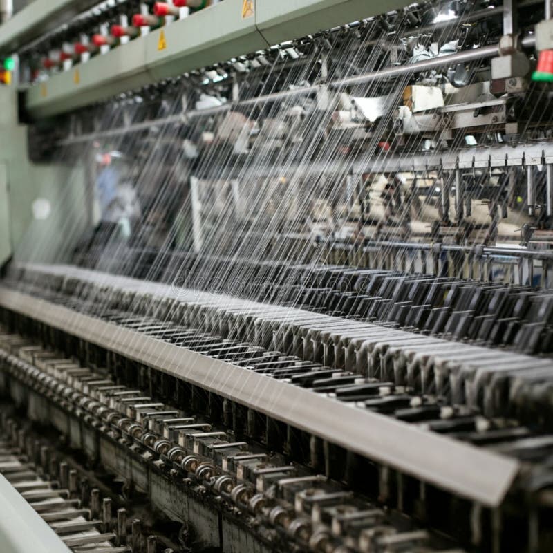 AI-Generated Close-Up of Industrial Textile Machine with Thread Spools ...