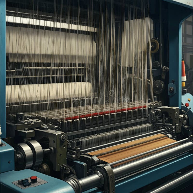 AI-Generated Close-Up of Industrial Textile Machine with Thread Spools ...