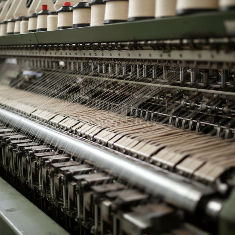 AI-Generated Close-Up of Industrial Textile Machine with Thread Spools ...