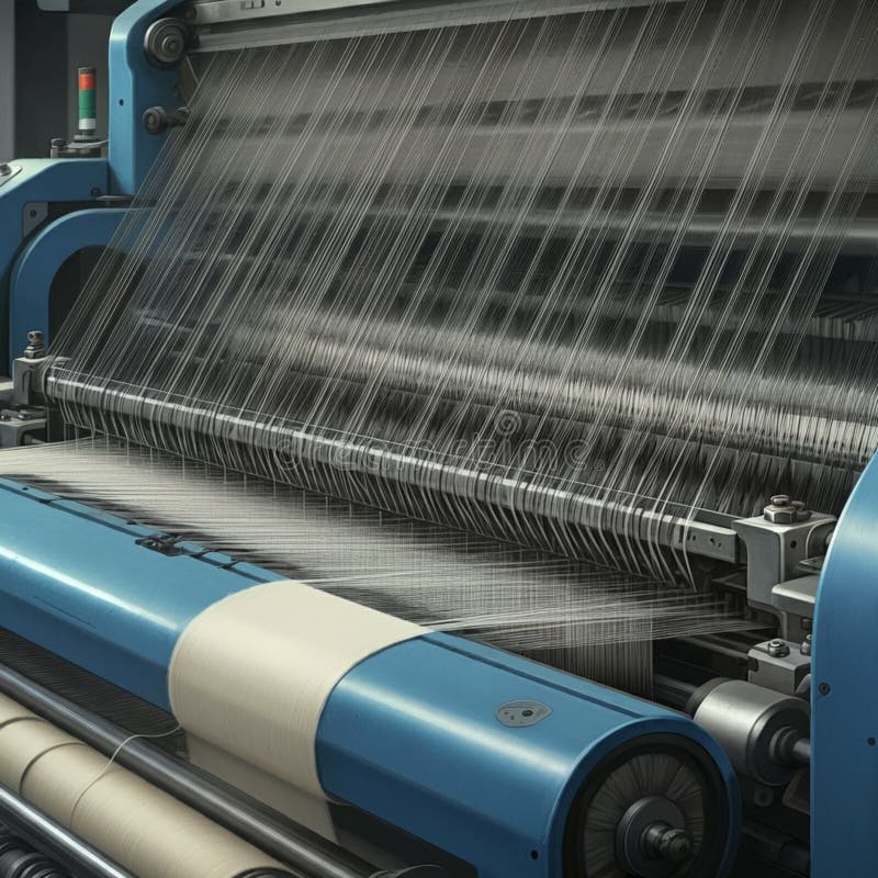 AI-Generated Close-Up of Industrial Textile Machine with Thread Spools ...