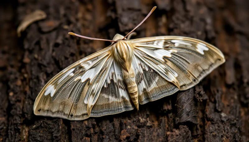 Moth on Tree Bark Close-Up stock photo. Image of camouflage - 352556272