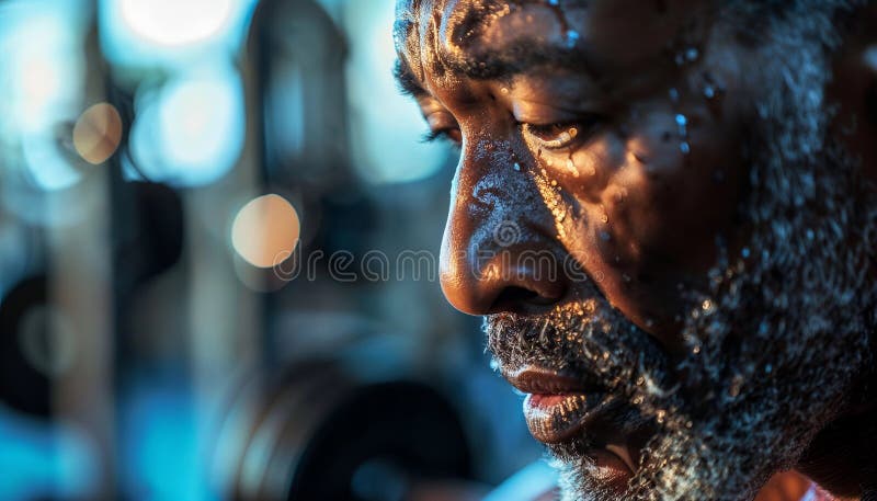 Older Man Sweating in the Gym Post-workout. Stock Illustration ...