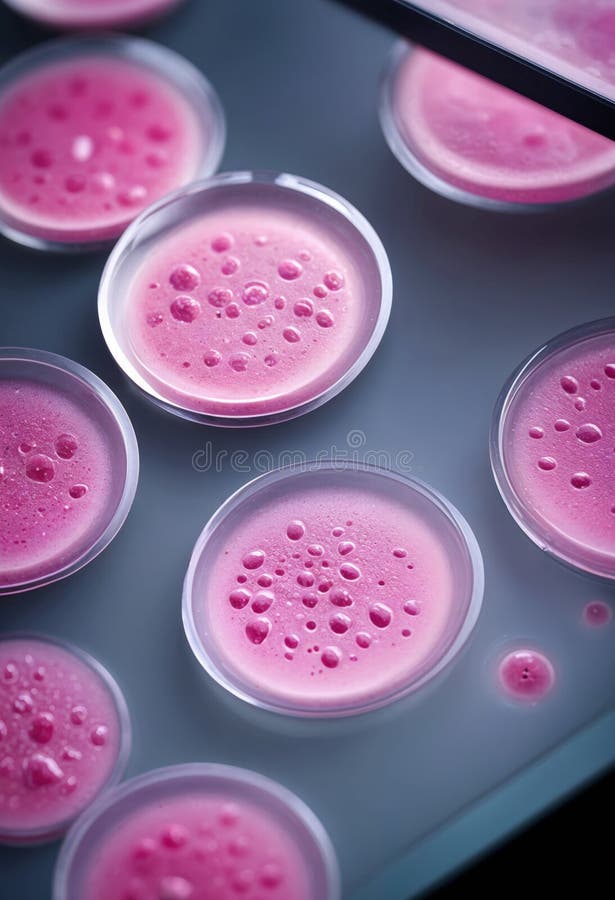 A Tray of Pink Stained Cells in a Glass Container Stock Illustration ...