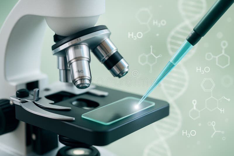 AI Generated Close Up of Pipette Dropping Liquid on Glass Slide Under ...