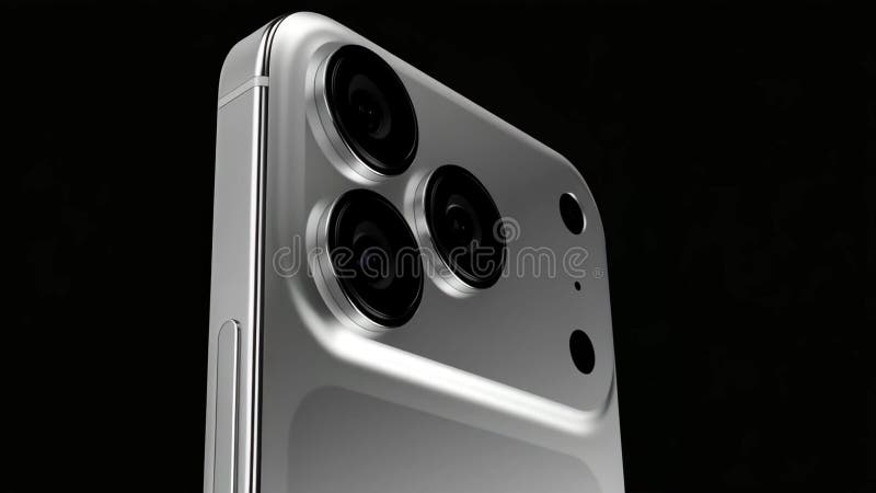 AI-generated Close-up of a Silver Reflective Smartphone Triple-lens ...