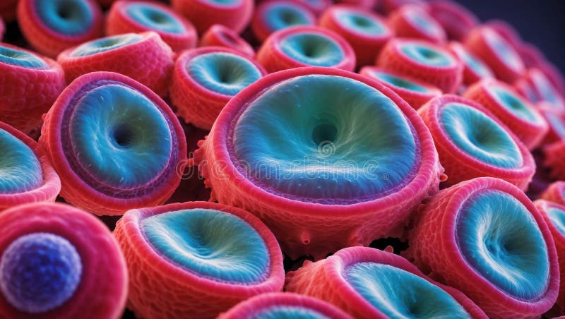 Vibrant Microscopic Cells Close-Up Stock Illustration - Illustration of ...