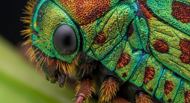 Vibrant Iridescent Beetle Close-up Stock Illustration - Illustration of nature, iridescent ...